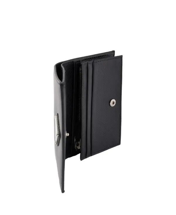 Prada Small Saffiano Leather Wallet - Black/silver