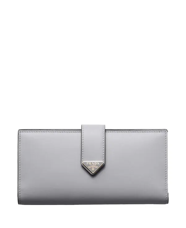 Prada Large Leather Wallet - Grey