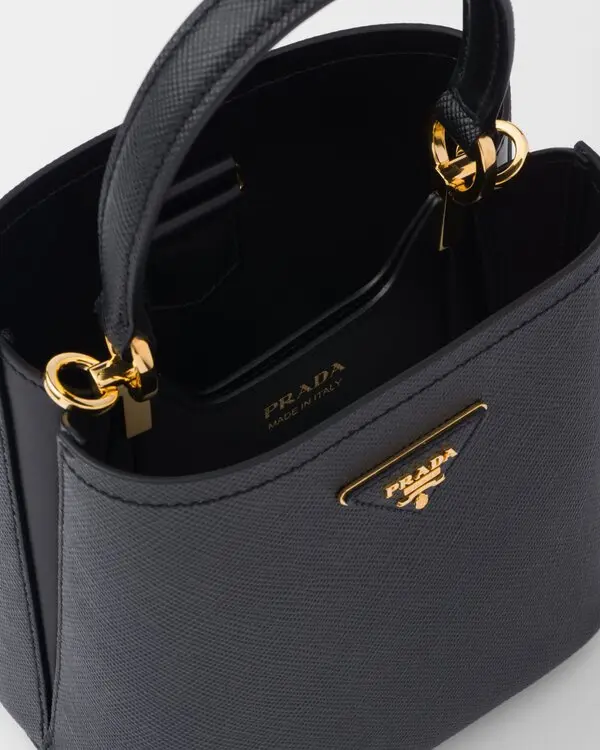 Prada Panier Small Saffiano Leather Bag - Black