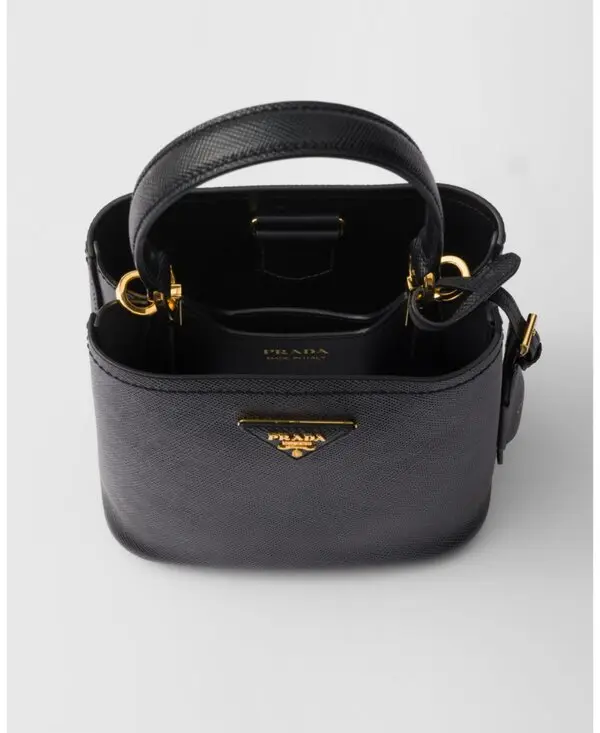 Prada Panier Small Saffiano Leather Bag - Black