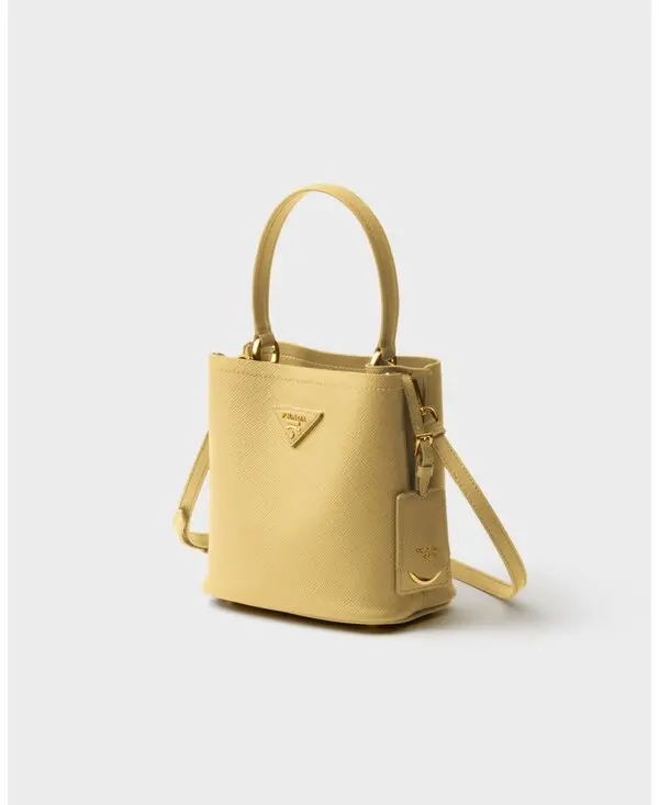 Prada Panier Mini Saffiano Leather Bag - Yellow
