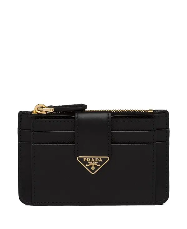 Prada Saffiano And Smooth Leather Card Holder - Black
