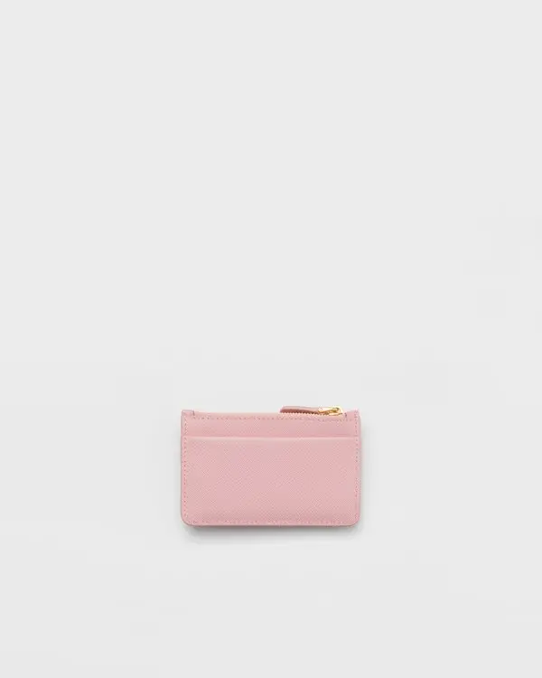 Prada Saffiano And Smooth Leather Card Holder - Pink