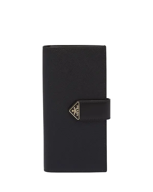 Prada Large Saffiano And Smooth Leather Wallet - Black