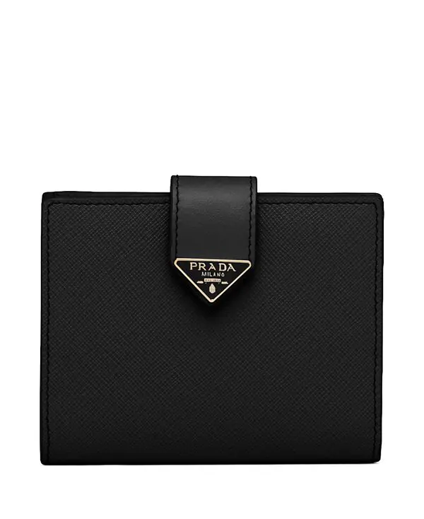 Prada Saffiano And Smooth Leather Wallet - Black