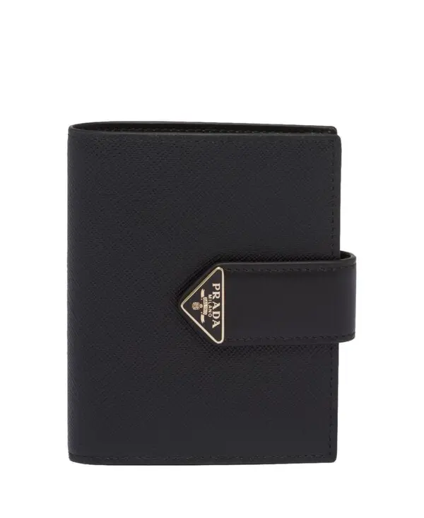 Prada Saffiano And Smooth Leather Wallet - Black