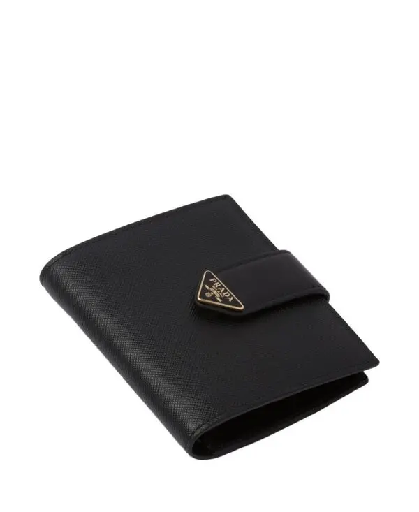 Prada Saffiano And Smooth Leather Wallet - Black