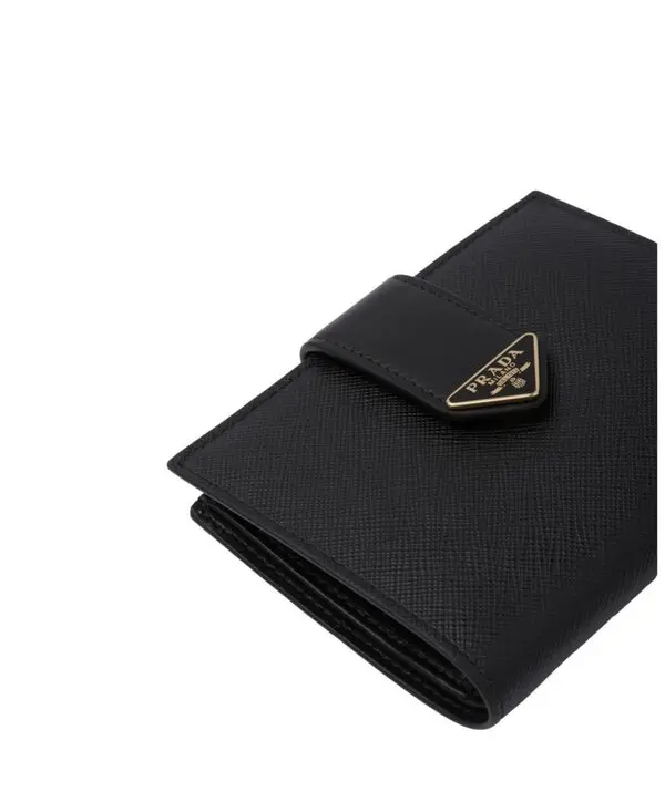 Prada Saffiano And Smooth Leather Wallet - Black
