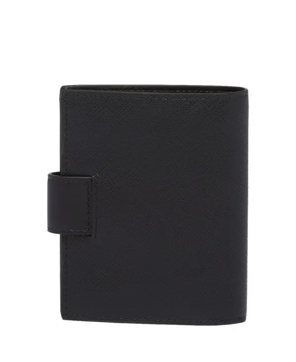 Prada Saffiano And Smooth Leather Wallet - Black