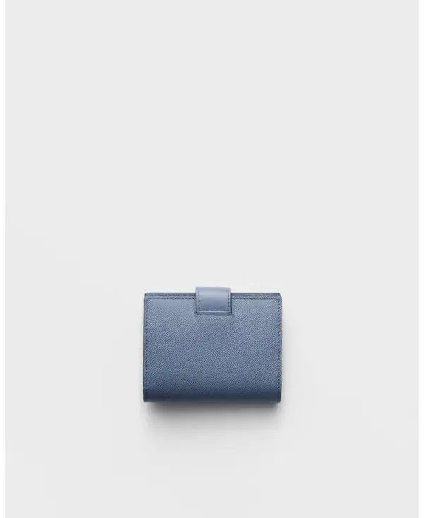 Prada Saffiano And Smooth Leather Wallet - Blue