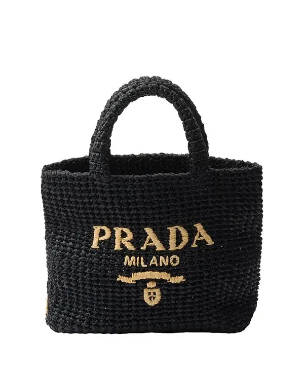 Prada Small Crochet Tote Bag - Black