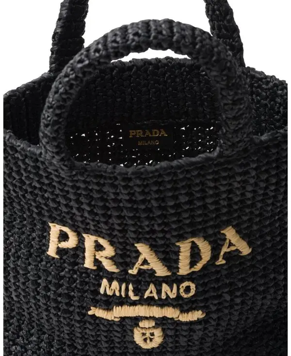 Prada Small Crochet Tote Bag - Black