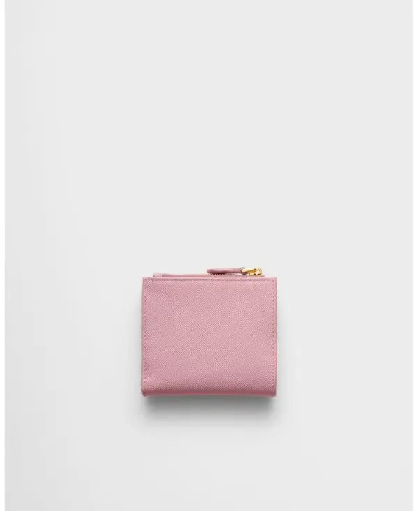 Prada Small Saffiano And Smooth Leather Wallet