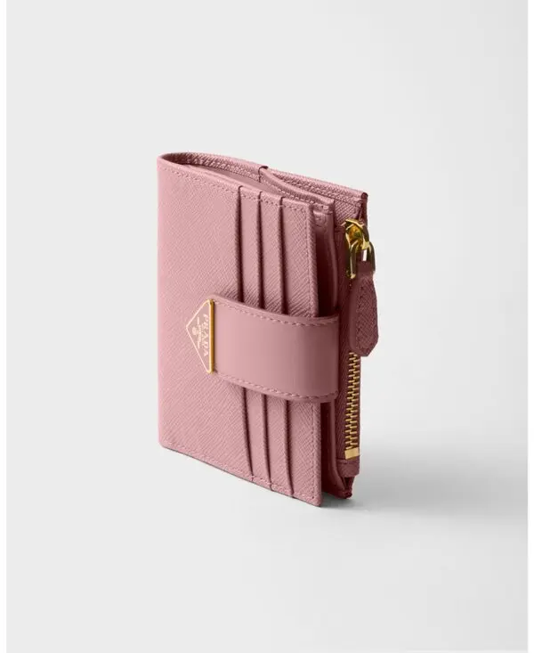 Prada Small Saffiano And Smooth Leather Wallet