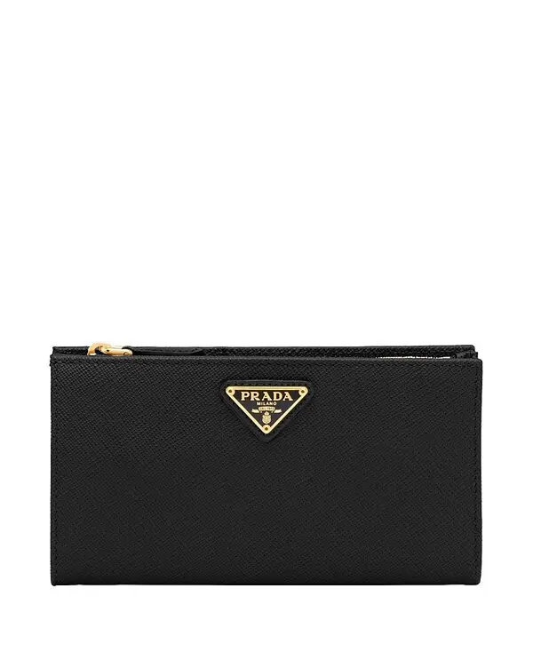 Prada Large Saffiano Leather Wallet - Dark Black