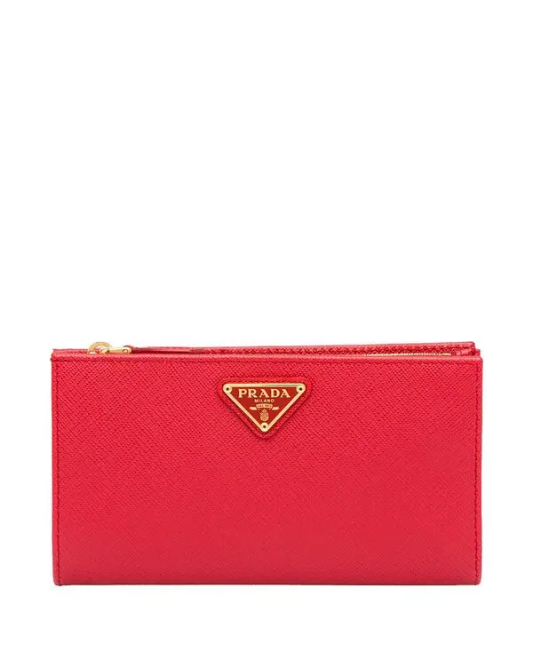 Prada Large Saffiano Leather Wallet - Red