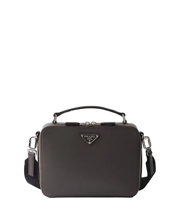 Prada Brique Medium Saffiano Leather Bag - Grey