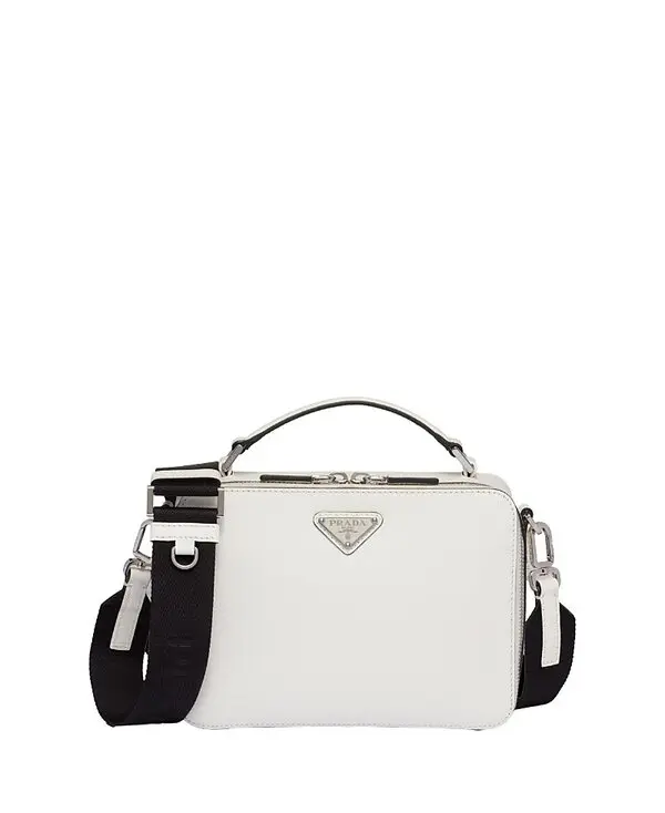 Prada Brique Medium Saffiano Leather Bag - White