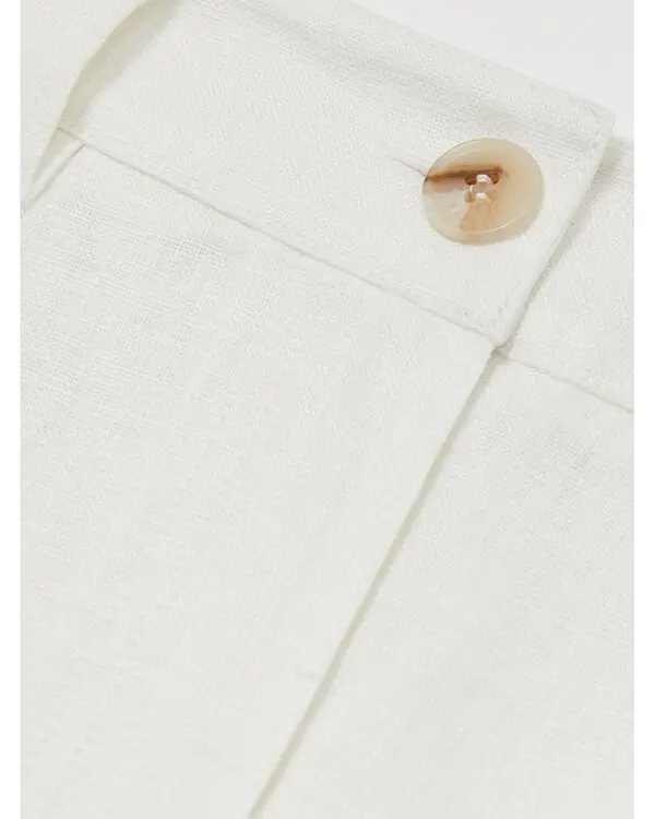 REISS Ashby Wide Leg Linen Trousers - White