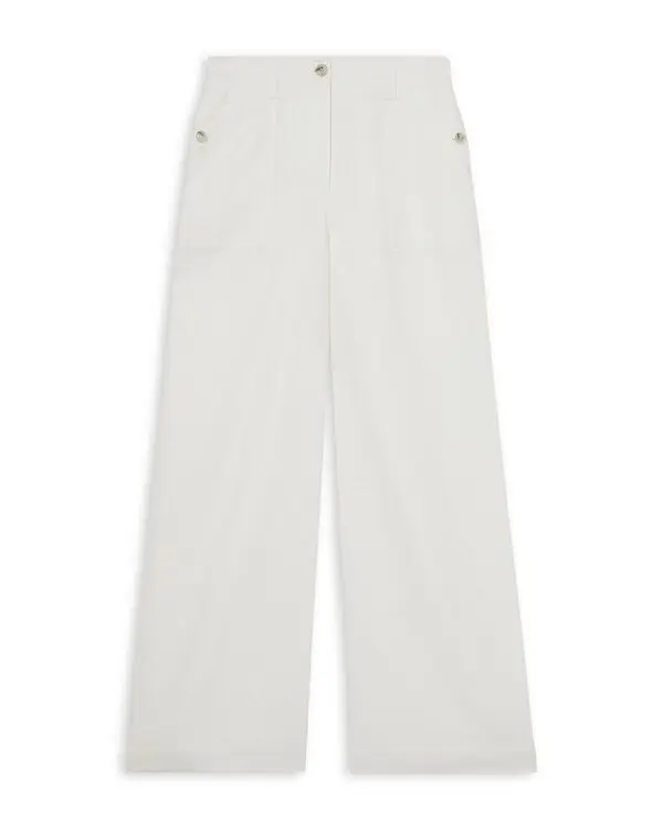 REISS Ashby Wide Leg Linen Trousers - White