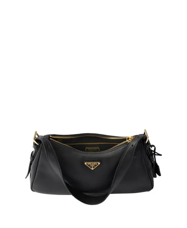 Prada Aimee Medium Leather Shoulder Bag - Black