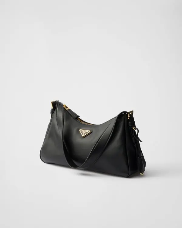 Prada Aimee Medium Leather Shoulder Bag - Black