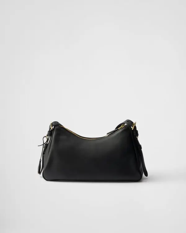 Prada Aimee Medium Leather Shoulder Bag - Black