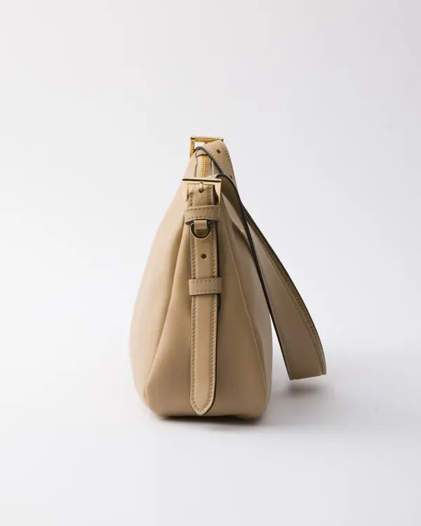 Prada Aimee Medium Leather Shoulder Bag - Sand