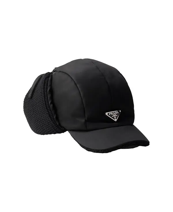 Prada Re-nylon And Wool Trapper Hat - Black