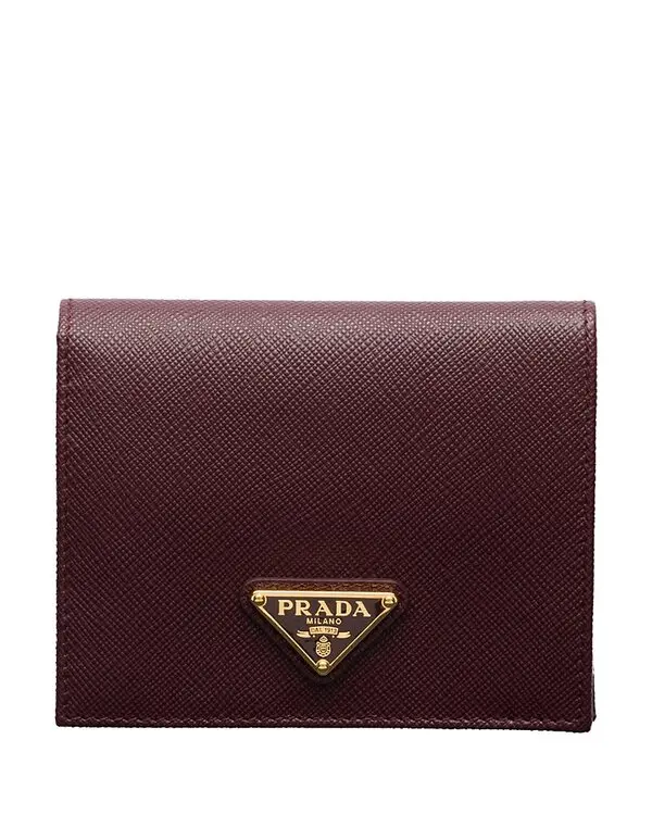 Prada Small Leather Wallet - Burgundy