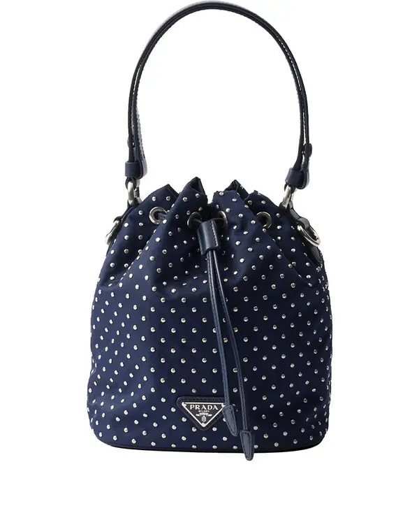 Prada Re-nylon Mini-bag With Studs - Blue