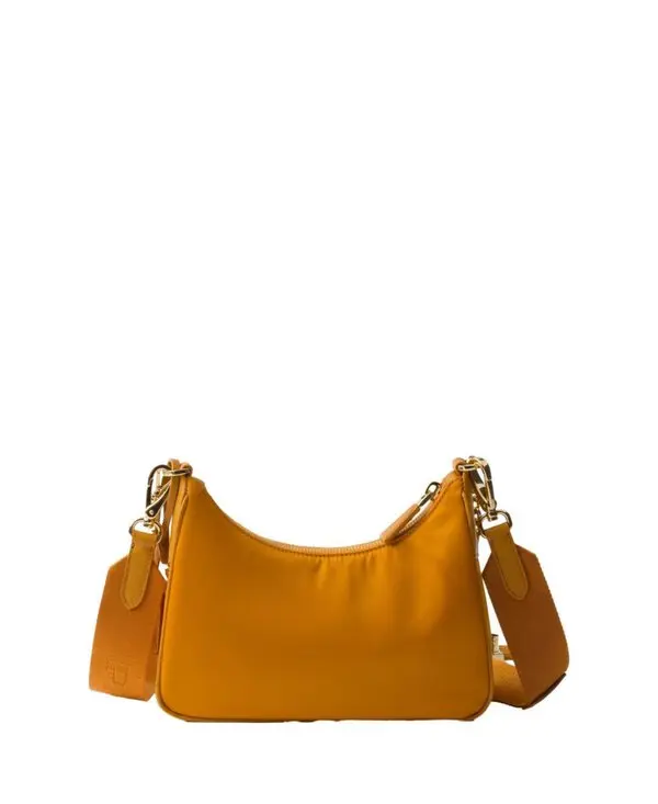 Prada Re-edition 2005 Re-nylon And Saffiano Leather Bag With Charm - Orange