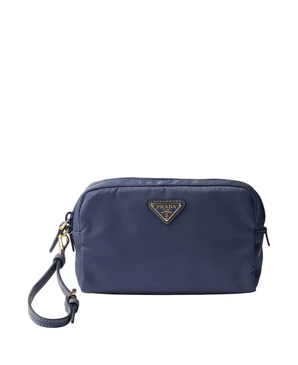 Prada Re-nylon Pouch With Enameled Triangle Logo - Blue