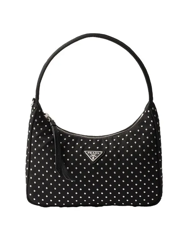 Prada Re-edition Re-nylon Mini Bag With Studs - Black