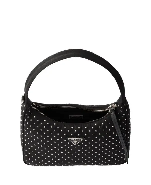 Prada Re-edition Re-nylon Mini Bag With Studs - Black
