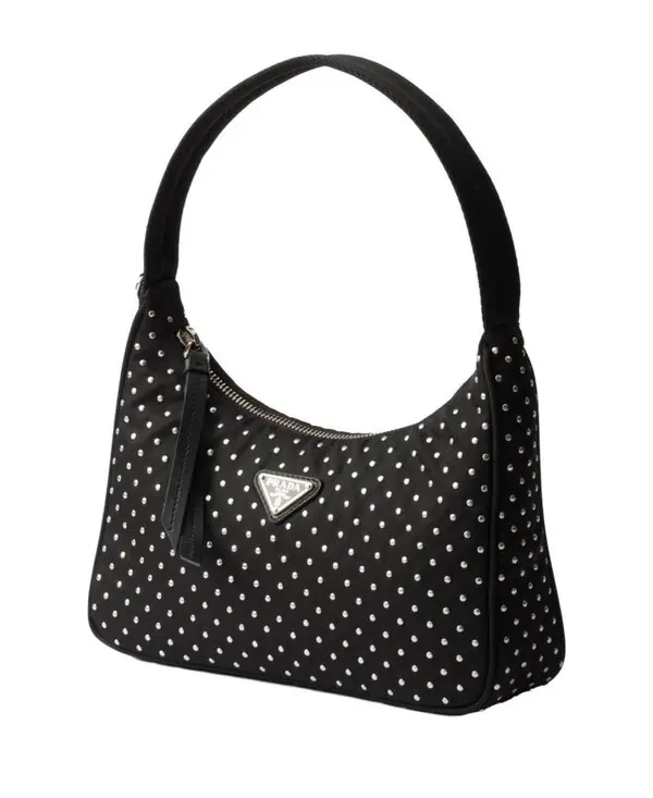 Prada Re-edition Re-nylon Mini Bag With Studs - Black