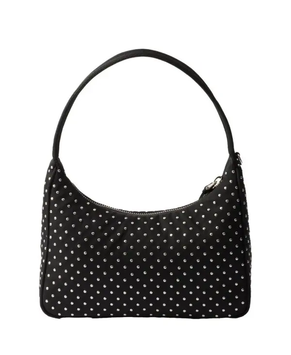 Prada Re-edition Re-nylon Mini Bag With Studs - Black