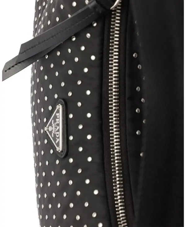 Prada Re-edition Re-nylon Mini Bag With Studs - Black