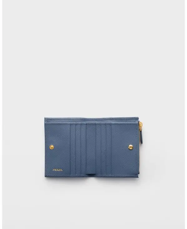 Prada Small Saffiano Leather Wallet - Blue