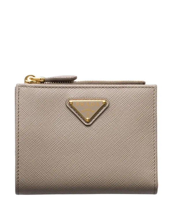 Prada Small Saffiano Leather Wallet - Light Grey