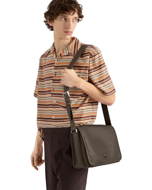 Prada Leather Shoulder Bag - Grey