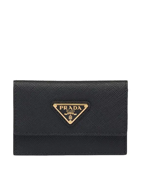 Prada Saffiano Leather Card Holder - Black