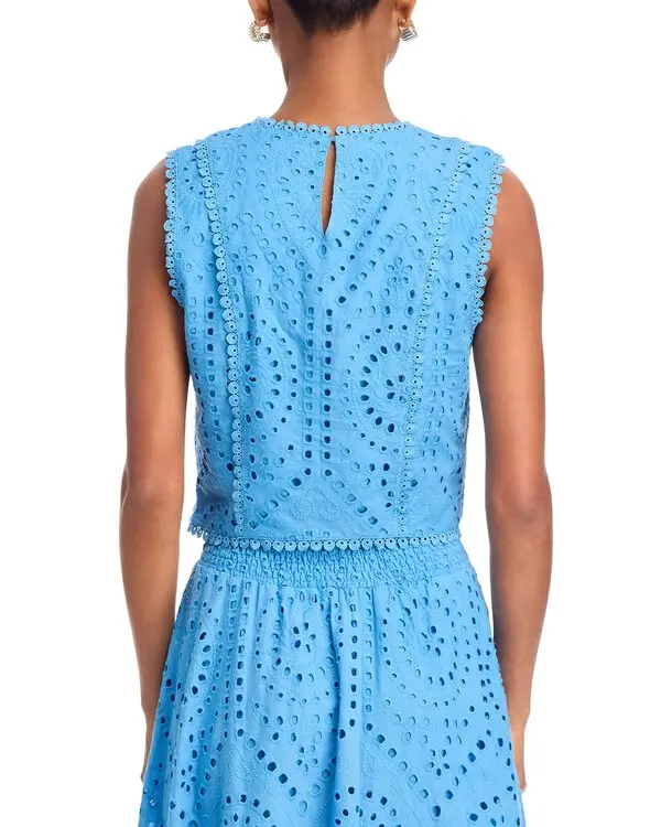 Aqua Eyelet Sleeveless Top