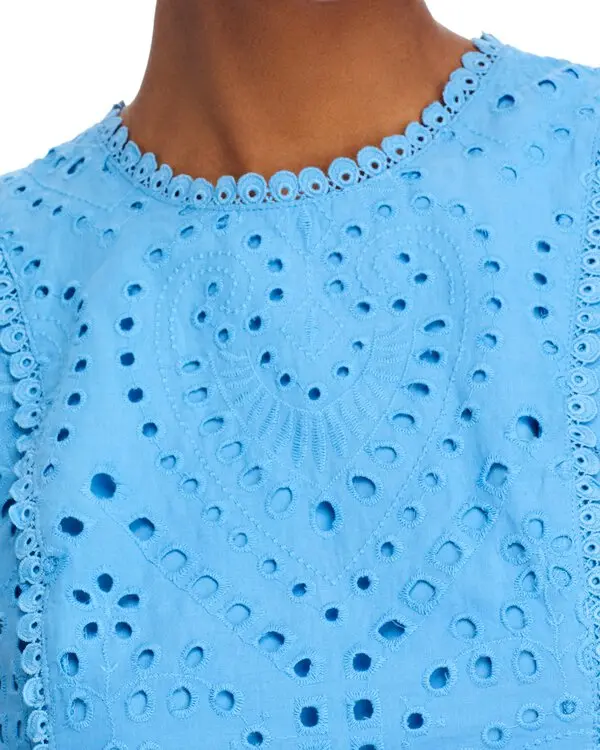 Aqua Eyelet Sleeveless Top