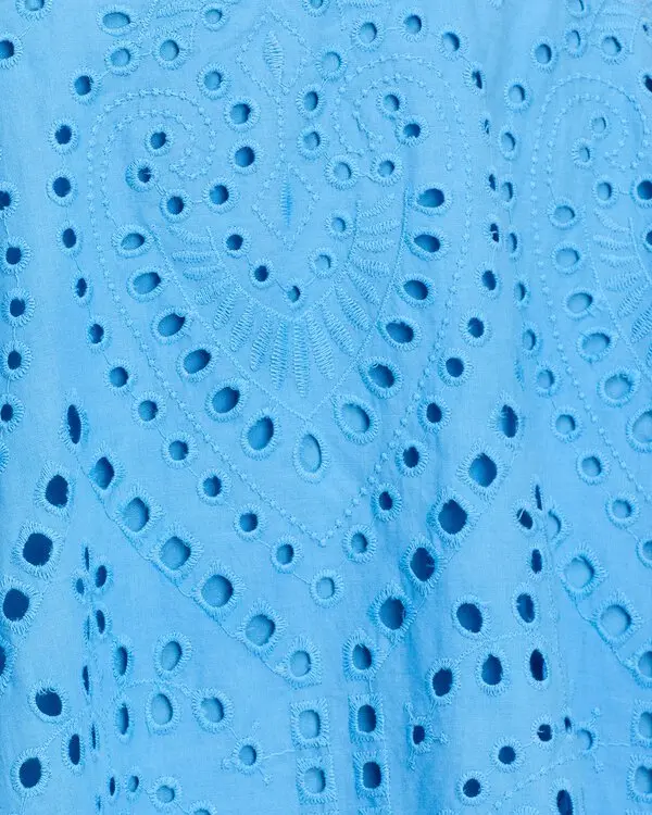 Aqua Eyelet Midi Skirt