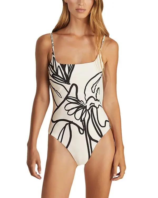 REISS Nybg Imogen Floral Print One-piece Swimsuit - Ivory