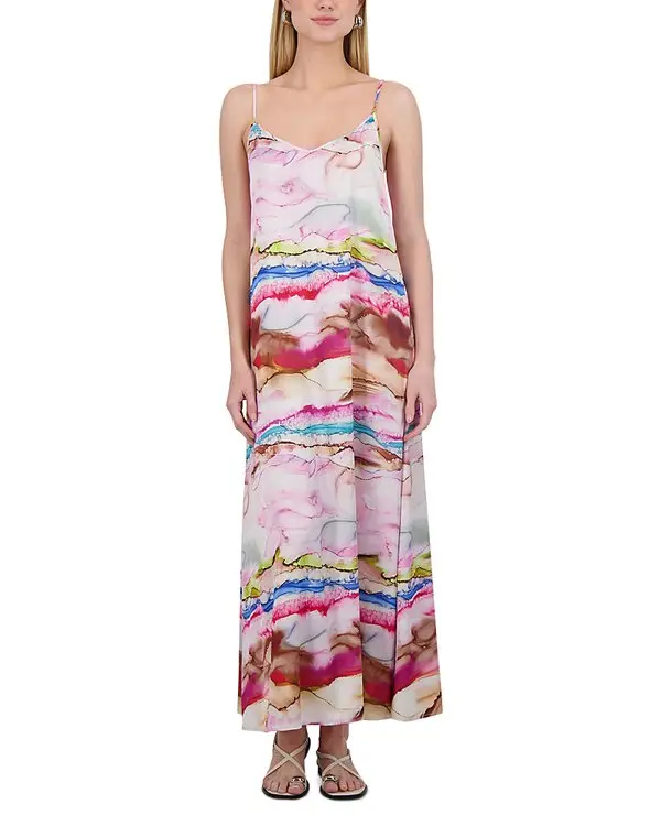 POINT Satin Slip Dress - Watercolor