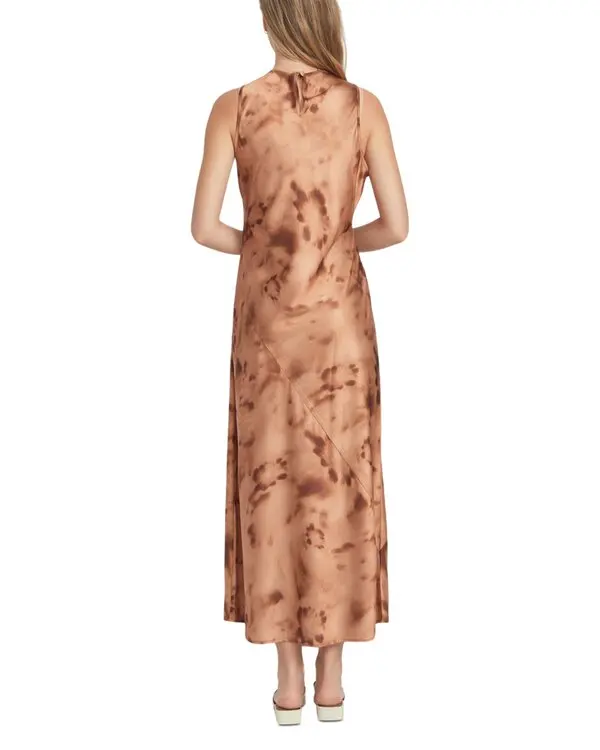 POINT Satin Column Dress - Tan Tye Dye
