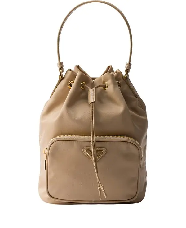 Prada Duet Re-nylon Bucket Bag - Brown