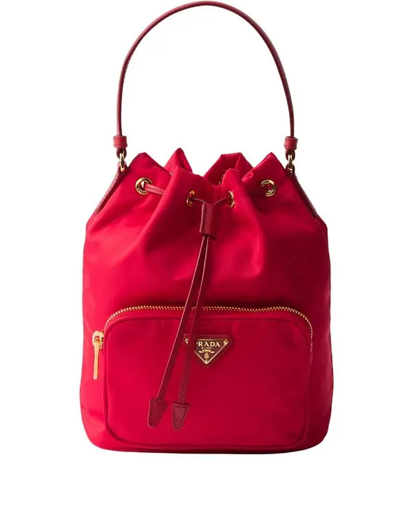 Prada Duet Re-nylon Bucket Bag - Red